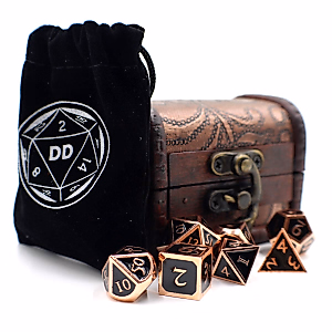 Black and Bronze Metal D20 Dice Set for Tabletop Gaming