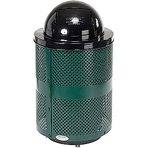 Global Industrial 36 Gallon Deluxe Thermoplastic Perforated Receptacle w/Dome & Base, Green