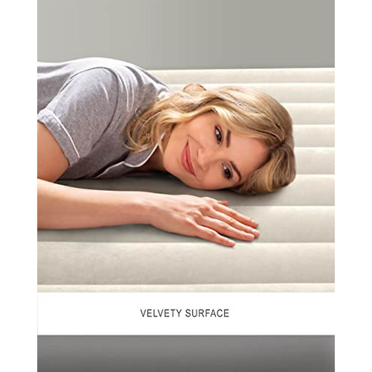 INTEX 64103E Dura-Beam Standard Single-High Air Mattress: Fiber-Tech – Queen Size – 10in Bed Height – 600lb Weight Capacity – Pump Sold Separately