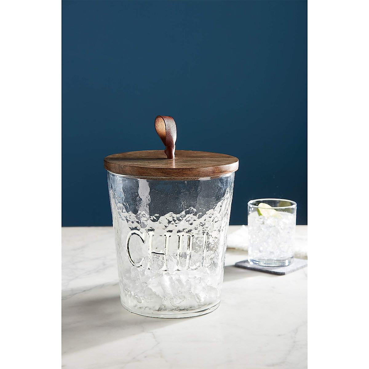 Mud Pie Textured Glass ICE Bucket, 8 1/2" x 7 1/2" dia, Clear