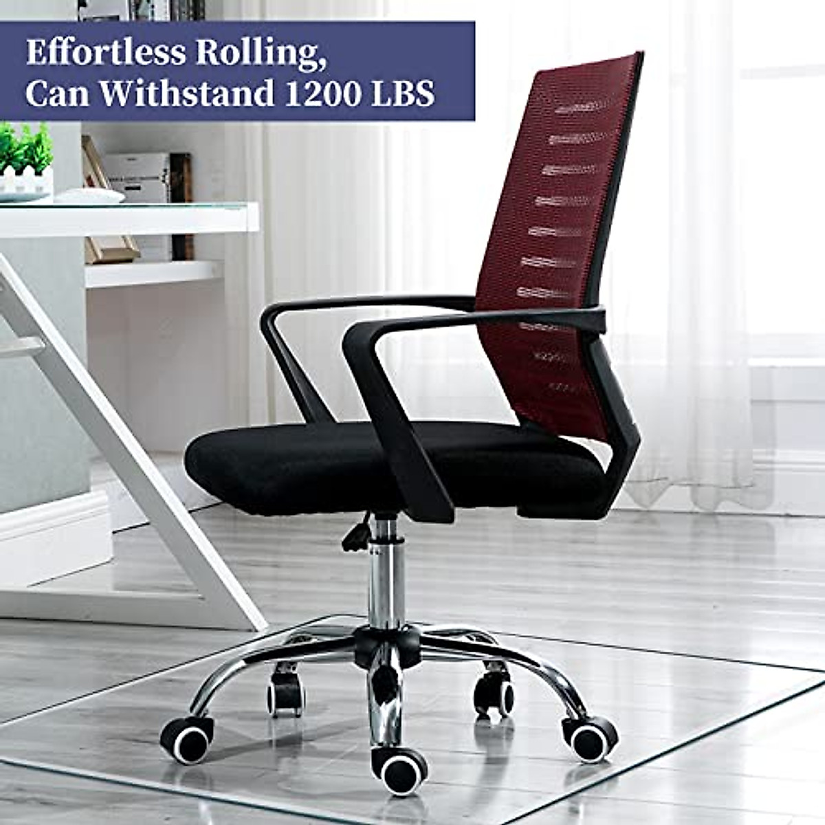 FARUIFETT 45" x 53" Office Chair Mat for Carpet, Heavy Duty Tempered Glass Chair Mats for Hardwood Floors, Computer Desk, Effortless Rolling, Easy Clean, Not Prone to Scratches