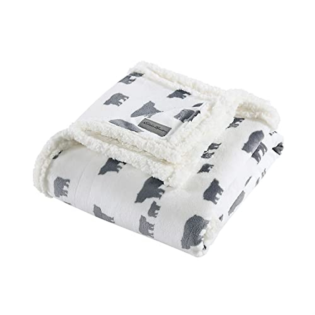 Eddie Bauer Ultra-Plush Collection Throw Blanket-Reversible Sherpa Fleece Cover, Soft & Cozy, Perfect for Bed or Couch, Bear Village