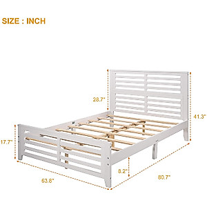 STP-Y Queen Bed Frame with Headboard Wood Platform Queen Bed,No Box Spring Needed (White, Queen) (Color : White, Size : Queen)
