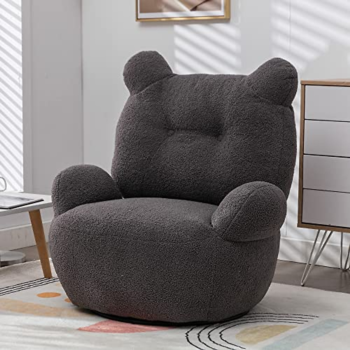 HAUSHECK Swivel Barrel Chair, Black