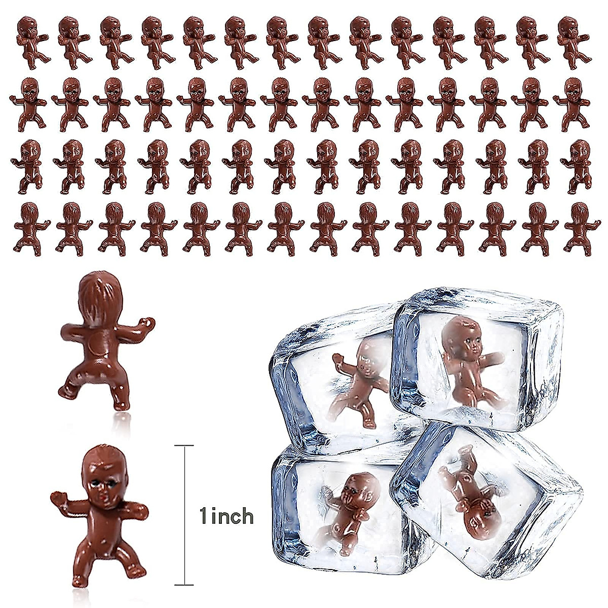 My Water Broke Baby Shower Game with 80 Mini Plastic Babies, 3 Ice Cube Trays and 1 Sign, Used for Ice Baby Shower Games, Black