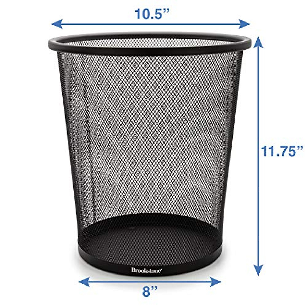 Brookstone [3 Pack Metallic Mesh Wastebasket for Office & Home, Open Top, Under Desk Trash Can, Lightweight & Sturdy Recycling Bin