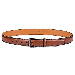 KM Legend Men's Genuine Leather Dress Belt with Premium Quality - Classic & Fashion Design for Work Business and Casual (esBrown, 34)