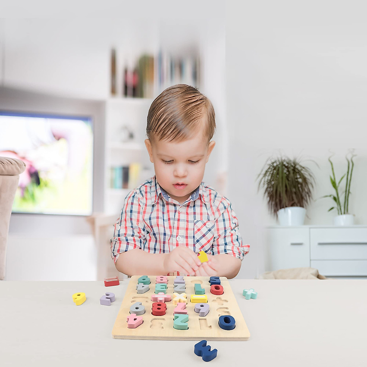 LEO & FRIENDS: Wooden Chunky Number Math Puzzle - 26pc, Colorful Play & Learn Toy, 0-9, Addition-Subtraction-Multiplication- Division, Kids Ages 3+