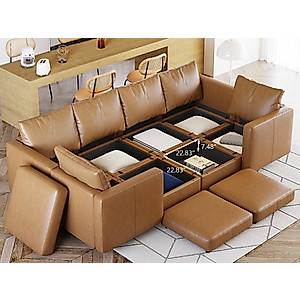 EASE MOOSE Modular Sectional Sleeper Sofa Bed ，Faux Leather sectional Modular Sofa Sectional Couch Modular Couch with Storage