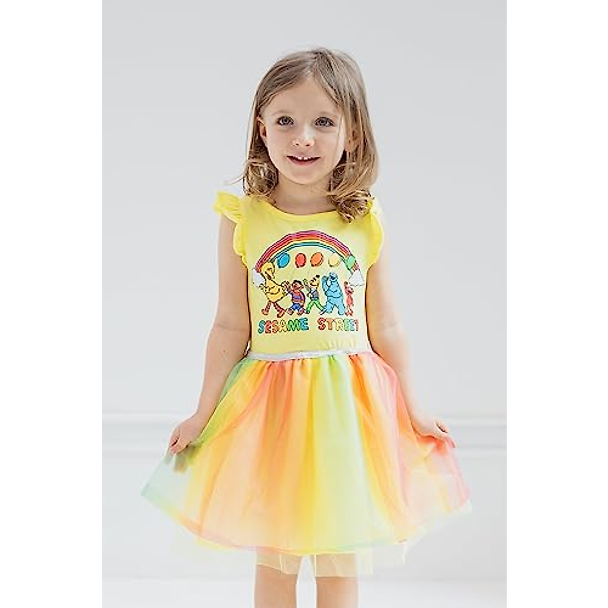 Sesame Street Bert and Ernie Big Bird Cookie Monster Infant Baby Girls Tulle Dress Yellow 12 Months