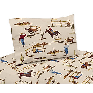 Sweet Jojo Designs 3pc Twin Sheet Set for Wild West Cowboy Childrens Bedding Collection