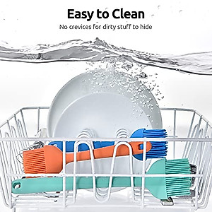 Angled Silicone Pastry Brush: U-Taste 600ºF Heat Resistant Kitchen Basting Cooking Baking Food Rubber Head-Up Baster Brush for Oil Sauce BBQ Butter Grill Meat Egg Bread (2 Small + 1 Large)