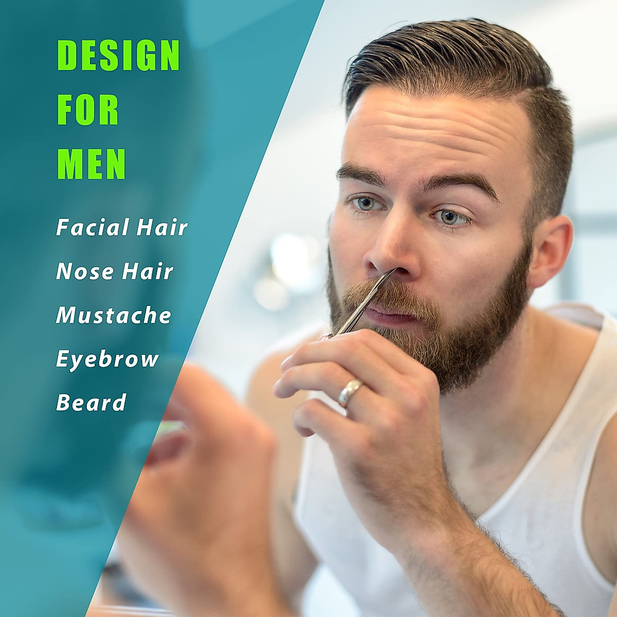 Facial Hair Small Grooming Scissors For Men Women - Eyebrow, Nose Hair, Mustache, Beard, Eyelashes, Ear Trimming Kit - Curved and Rounded Safety Tip Clippers For Hair Cutting 2PCS With Cover Black