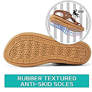 Alicegana Womens Sandals Shoes Comfort Walking with Non Slip on Casual Summer Beach Shoes Dress Ankle Elastic Jeweled Bohemian Flats