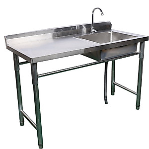 TFCFL Commercial Restaurant Sink Stainless Steel Utility Sink Freestanding Kitchen Sink Kitchen Sinks with Strainer Kitchen Sink Kitchen Sink Bracket Hot And Cold Faucet 2 Compartments (1 Compartment)