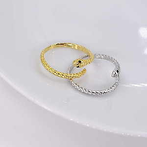 LEMON GRASS Little Silver Snake Ring Adjustable One Size