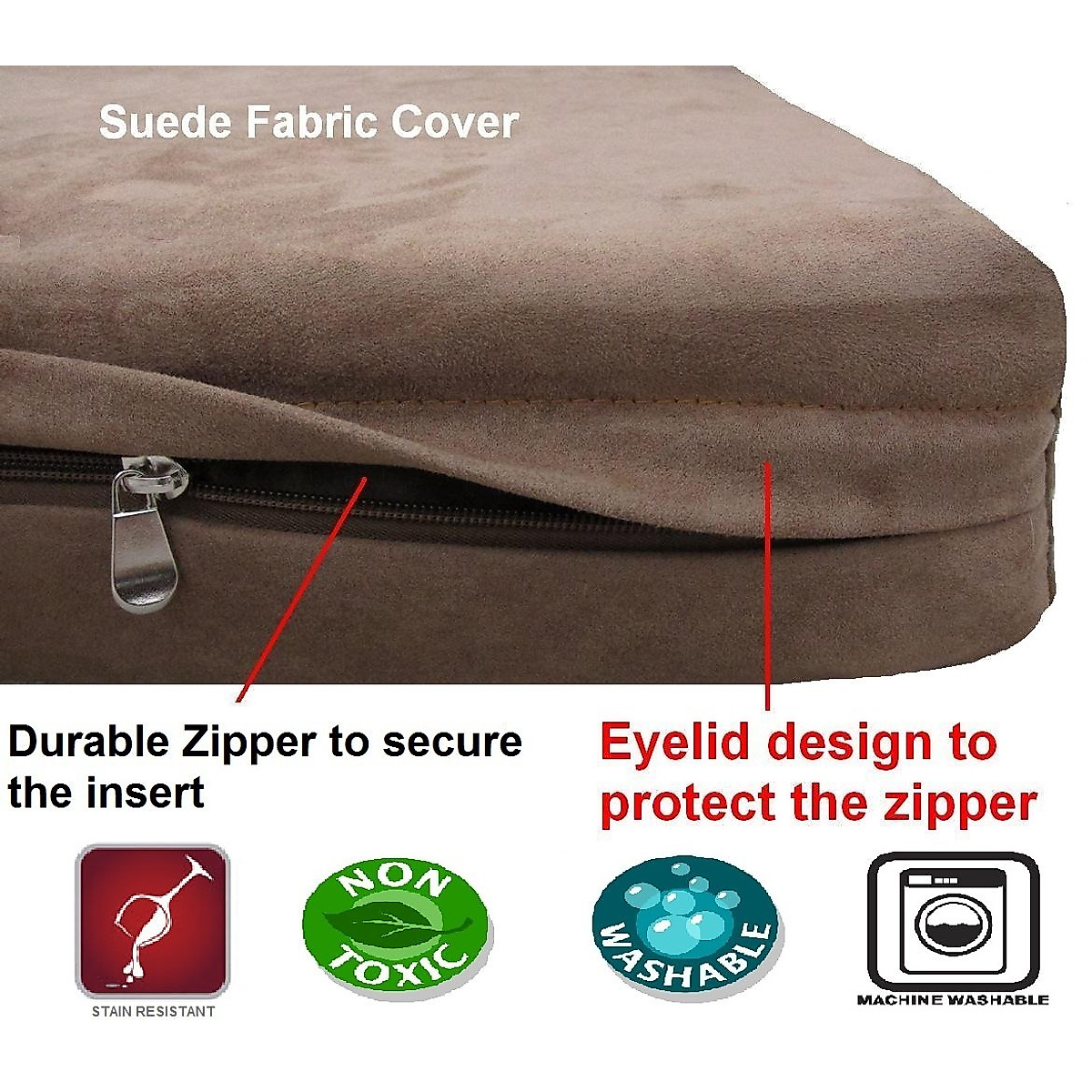 Dogbed4less DIY Pet Bed Pillow Brown Microsuede Duvet Cover and Waterproof Internal case for Dog at 55X37X4 Inch - Covers only