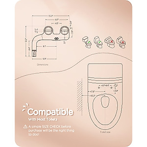 Ciays Bidet Attachment for Toilet Ultra-Slim Bidet Sprayer Non-Electric Dual Nozzle for Feminine/Posterior Wash Bidet Toilet Attachment with Pressure Controls，Sliver/White