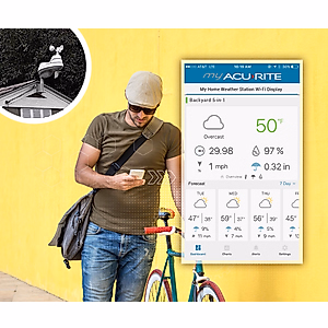AcuRite Iris (5-in-1) Weather Station Display, Remote Monitoring of Temperature, Humidity, and Wind Speed/Direction (01544M) Wi-Fi Connection for Home (01544), Black