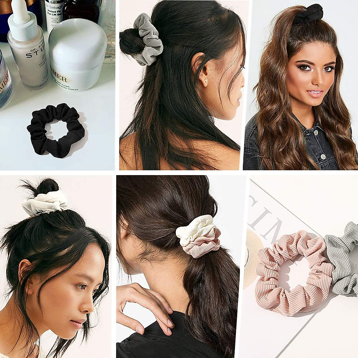 Scrunchies Hair Ties Scrunchy for Women Girls Cute Hairties for Thick Curl Hair No Crease Hair Accessories Soft Ropes Ponytail Holder No Hurt Your Hair