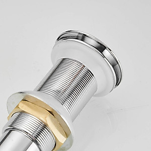 BWE Chrome Pop Up Sink Drain Fits Bathroom Standard Sink Hole 1-1/2" to 1-3/4"Bathroom Faucet Vessel Vanity Sink Drain Stopper Without Overflow