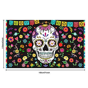 Day of The Dead Backdrop for Mexican Fiesta Sugar Skull Flowers Background Dia DE Los Muertos Birthday Halloween Party Supplies Fiesta Banner Party Decoration Photo Booth Studio (Skull)