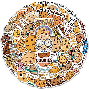 Cute Cookies Stickers for Kids, I Love Cookies Stickers, 50PCS Kawaii Snack Sticker Pack, Waterproof Vinyl Stickers for Water Bottle, Laptop, Scrapbook, Skateboard, Party Supplies
