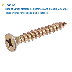 uxcell M4 x 30mm Wood Screws Phillips Flat Head Carbon Steel Color Zinc Plated Self Tapping Screws 100pcs