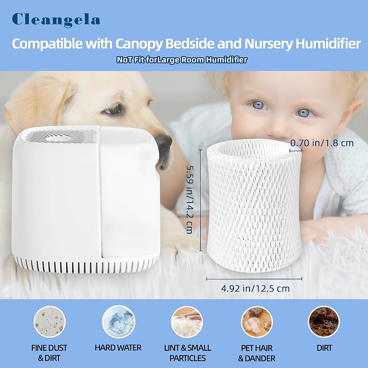 3 Pack Humidifier Replacement Filter Compatible with Canopy Bedside and Nursery Humidifiers | Wood Pulp & Paper Filter for Optimal Performance | Easy to Install
