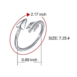 S925 Sterling Silver Classic Love Polished Sideways Arrow Horizontal Ring for Women
