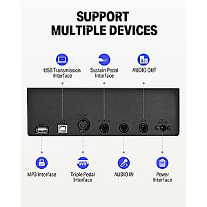 Donner DEP-10 Digital Piano 88 Key Semi-Weighted, Full-Size Electric Piano Portable Keyboard for Beginners, with Furniture Stand, Triple Pedals, Power Supply