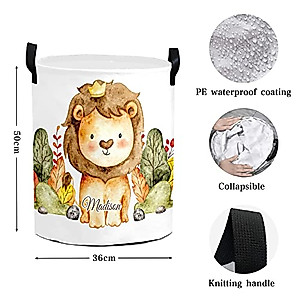 King of Jungle Lion Personalized Laundry Basket Clothes Hamper Storage Handle Waterproof, Custom Collapsible Large Capacity , for Bedroom Bathroom Toy Decoration
