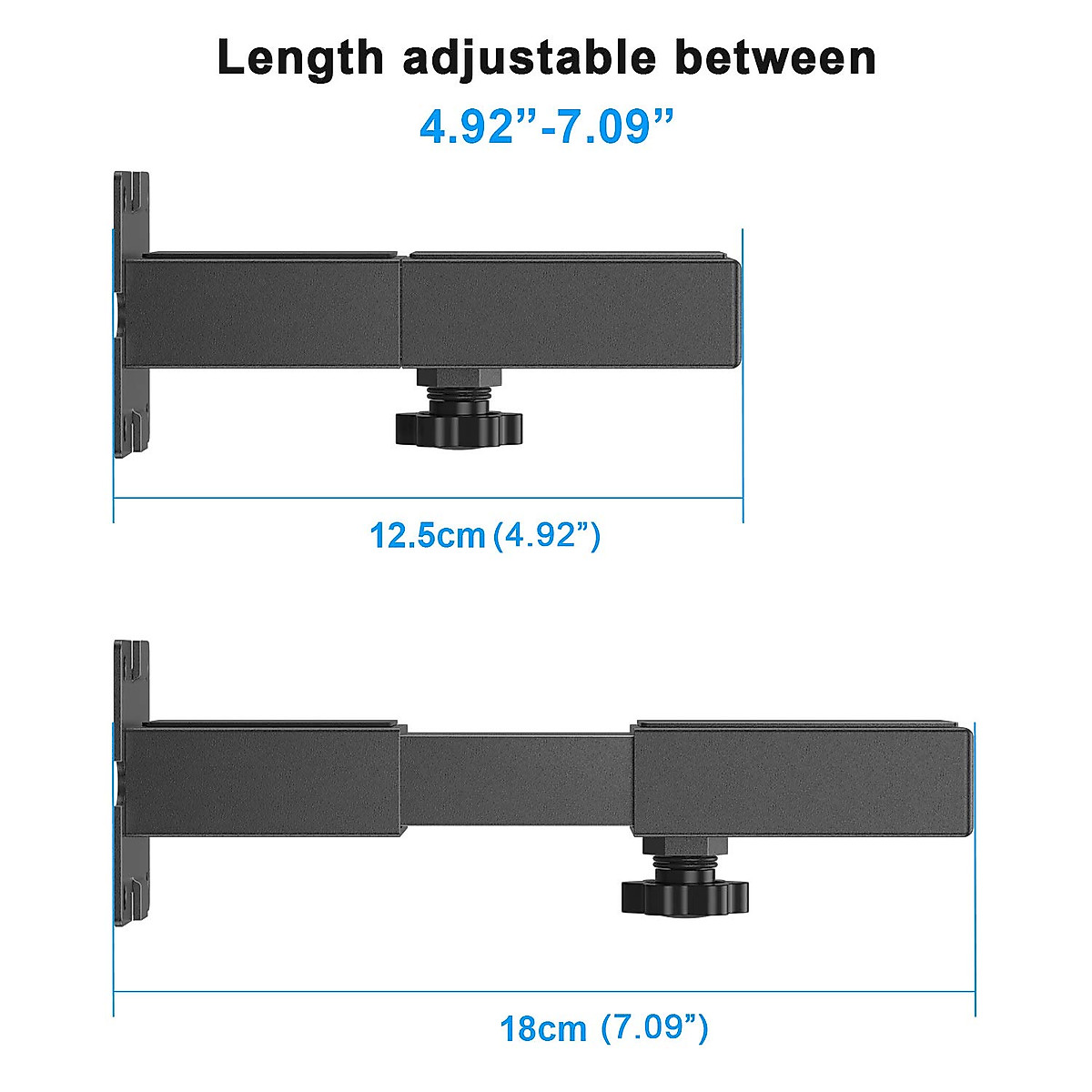 Adjustable Universal Soundbar Mount Bracket Shelf- Extends 4.92" to 7.09" Sound Bar Mount for Samsung, Onn, Roku, JBL, Vizio, Sony, Bose and More Brands, Soundbar Wall Mount Mounting Brackets Kit