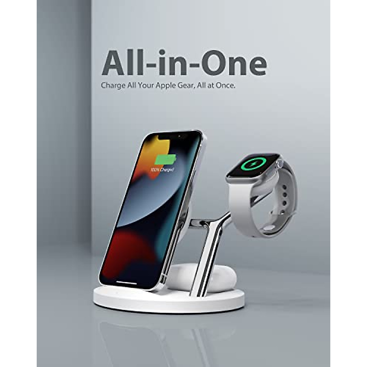Wireless Charger,ZECHIN 3 in 1 Wireless Charging Station,Fast Wireless Charger Stand for iPhone 14/13/12/11/Pro/Max/XS/XR/X/8/Plus, for Apple Watch 7/6/5/4/3/2/SE, for AirPods 3/2/Pro(White)