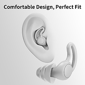 LIHOBI Noise Reduction Ear Plugs, NRR 40dB Ultra Comfortable Silicone Reusable Ear Plugs for Sleeping, Snoring Swimming, Studying, Concerts, Noise Cancelling and Hearing Protection Grey