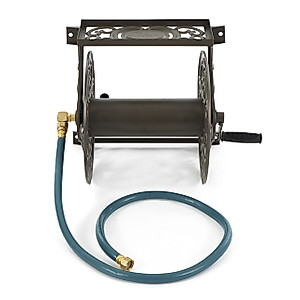 Liberty Garden LBG-708 125 Ft Decorative Steel Wall Mounted Hose Reel, Bronze (2 Pack)