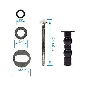 Hibbent 6 Pack Universal Toilet Seat Hinges Screw, Toilet Seat Hinges Blind Hole Fixings Expanding Rubber Top Fix Nuts Screws for Top Mounting Toilet Seat Hinges-3 Pairs (with Two Expandable Ball)