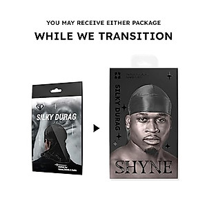 Shyne Silky Durag - Black | Perfect for Waves, Braids & Locs | Premium Silk Du Rags for Men & Women | Wide & Long Tail | Ultra-Soft & Wrinkle Free Satin | Black Owned Business