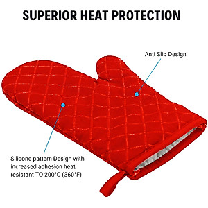 Oven Mitts Heat Resistant 500 Degrees- Non Slip Silicon Kitchen Gloves for Grilling/Cooking/Baking/Barbecue 1 Pair