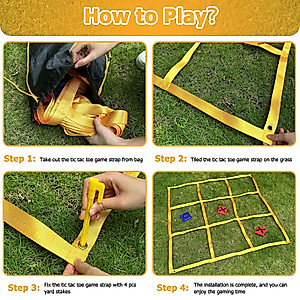 Tic Tac Toe Game - 4ft x 4ft Outdoor Yard Giant Tic Tac Toe for Backyard, Camping, Lawn, Portable No Assembly Outdoor Bean Bag Toss Game for Family and Kids