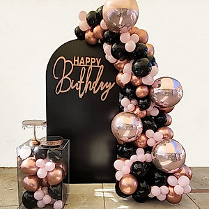 134pcs Macaron Orange Balloon Garland Arch Kit Metallic Chrome Ballons with 4D Globos and Rose Gold Confetti Latex Balloon Wedding Birthday Party Decor Baby Shower (Gold Pink Rose Gold)