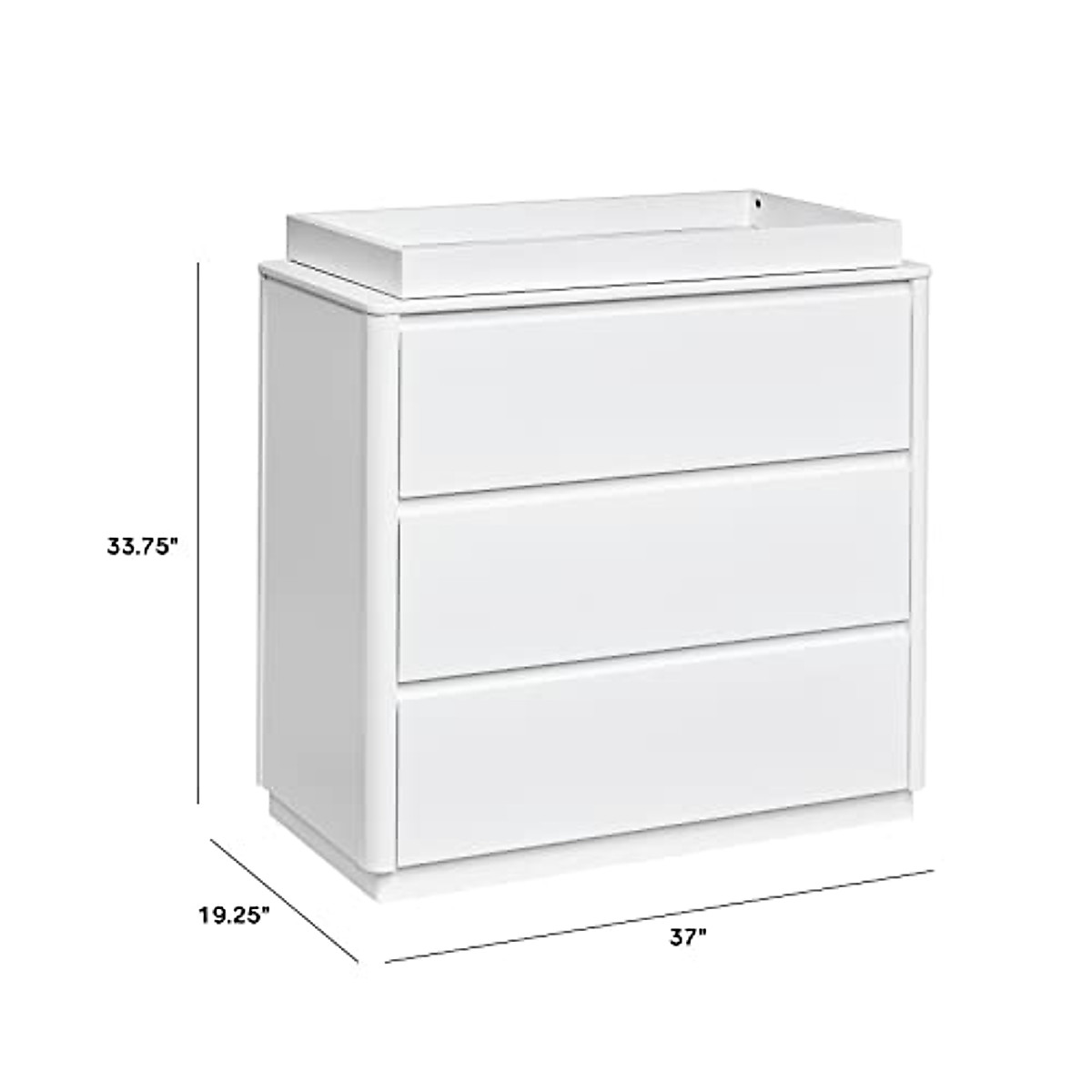 babyletto Bento 3-Drawer Changer Dresser with Removable Changing Tray in White, Greenguard Gold Certified