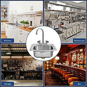 GSW HS-0810I Mini 13" x 13" Commercial Stainless Steel Drop-In Hand Sink with Gooseneck Faucet for Restaurants, Kitchens, Clinics, Bars