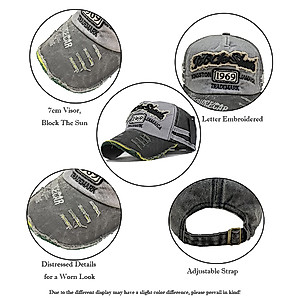 YULOONG Vintage Cotton Baseball Cap Denim Frayed Edge Sunhat Adjustable Unisex