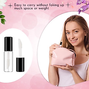 Jinei 150 Pcs Clear Empty Lip Balm Bottles 1.2ml Mini Lip Gloss Tubes, Refillable Lipstick Containers Transparent Plastic Clear Lipstick Tubes for Girl Women DIY Makeup Lip Sample Travel (Rose Gold)