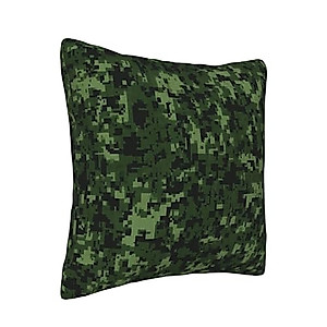 AdaNti Green Army Digital Camouflage Print Corduroy Throw Pillow Covers Soft Square Throw Pillow Case Home Decorations for Bed Sofa Living Room 16"x16"