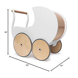 Kinderfeets Pram Walker - Toy Stroller for for Babies, Kids, and Toddlers | Sustainable and Eco-Friendly | 2-in-1 Walker and Stroller Design (White)