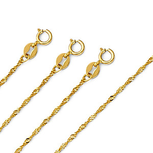 TGDJ 14k Yellow Gold Religious Saint Christopher Medal Pendant with 1.2mm Singapore Chain Necklace (20.0)