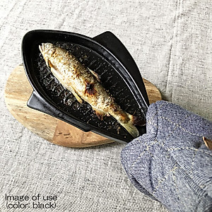 Saji Pottery 10-814 Banko Ware Grill Plate, Bakeware Dish, Oven Safe, Approx. 11.0 x 6.3 inches (28 x 16 cm), Fish Griller, Dark Blue, Made in Japan