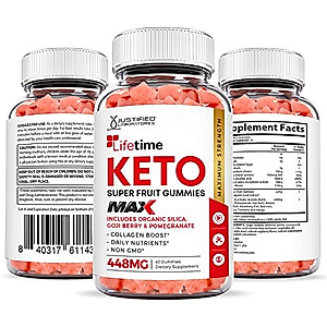 Justified Laboratories (2 Pack) Lifetime Keto Max Gummies 448MG Contains Organic Bamboo Acai Berry with Pomegranate Juice 120 Gummys
